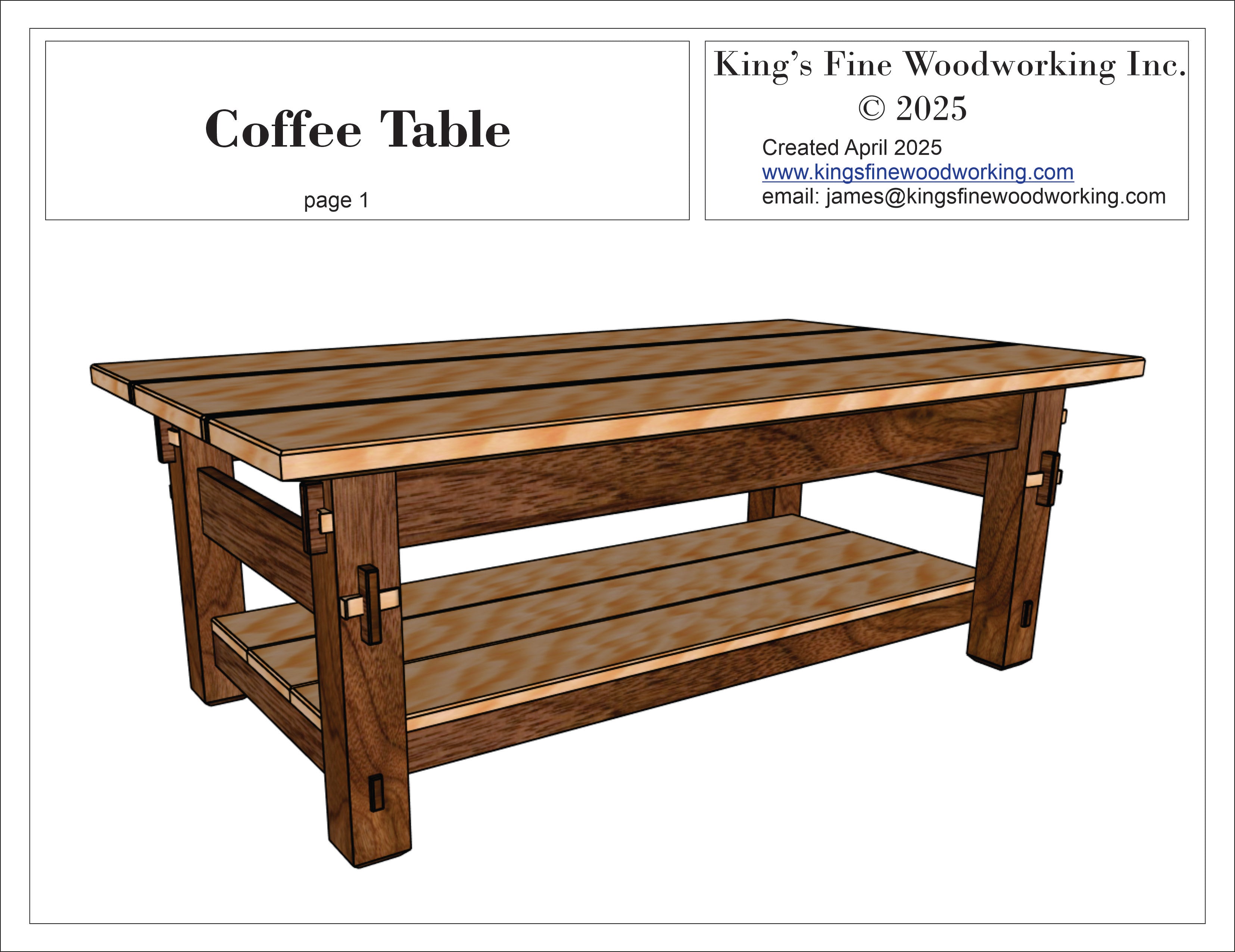 Coffee Table Plans with Through - Mortise and Tenon and Tusk Tenon Joi – King's Fine Woodworking Inc