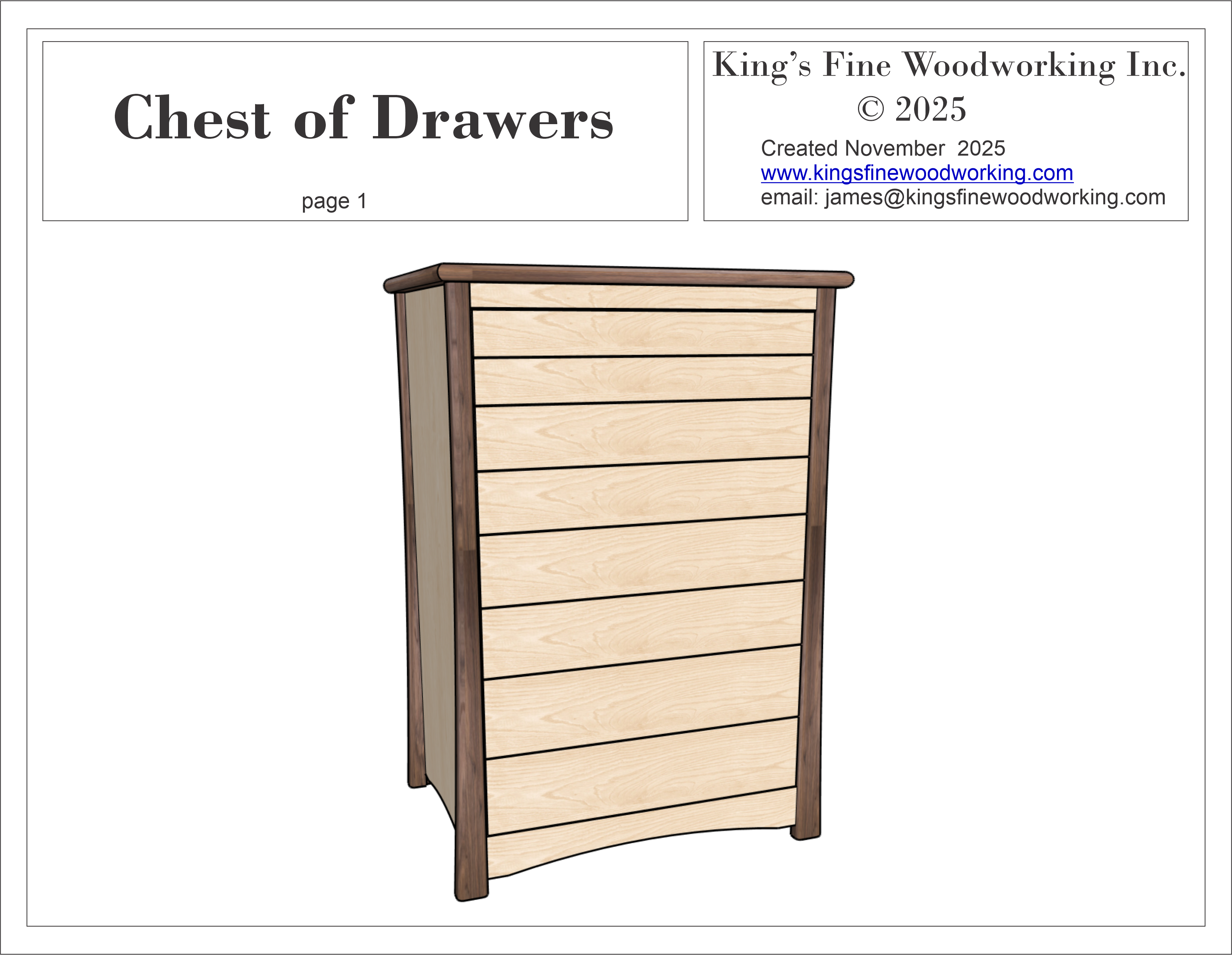 3D Plans for the Chest of Drawers, (Upright Dresser) – King's Fine ...