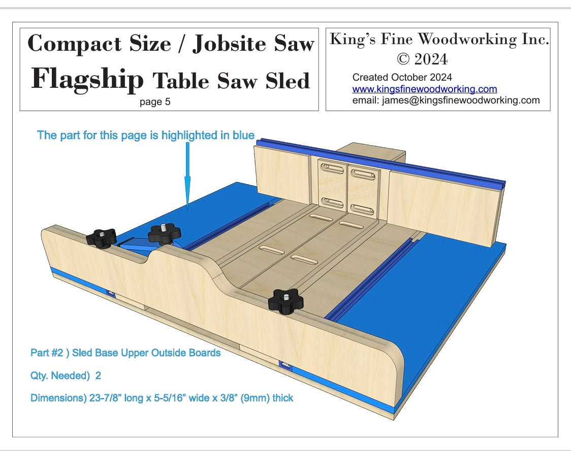 Base Upper Outside Set for Compact Flagship Table Saw Sled – King's ...