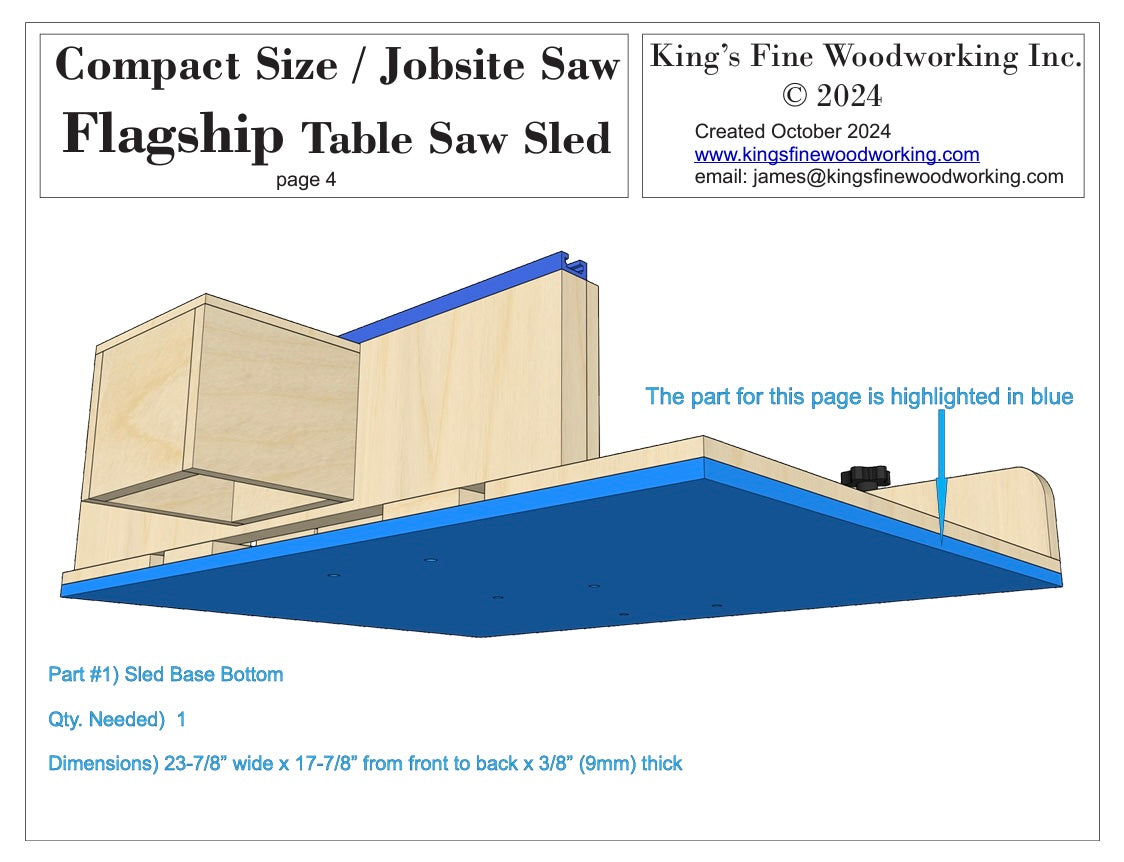Sled Base with T-Track for Compact Size Flagship Table Saw Sled – King ...
