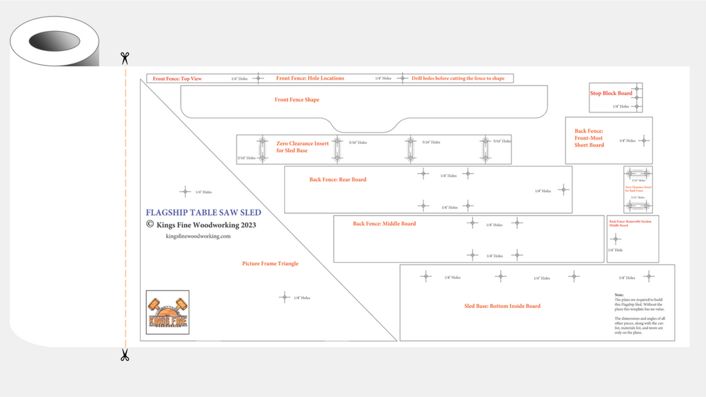 FLAGSHIP TABLE SAW SLED PLANS with PAPER TEMPLATES – King's Fine ...
