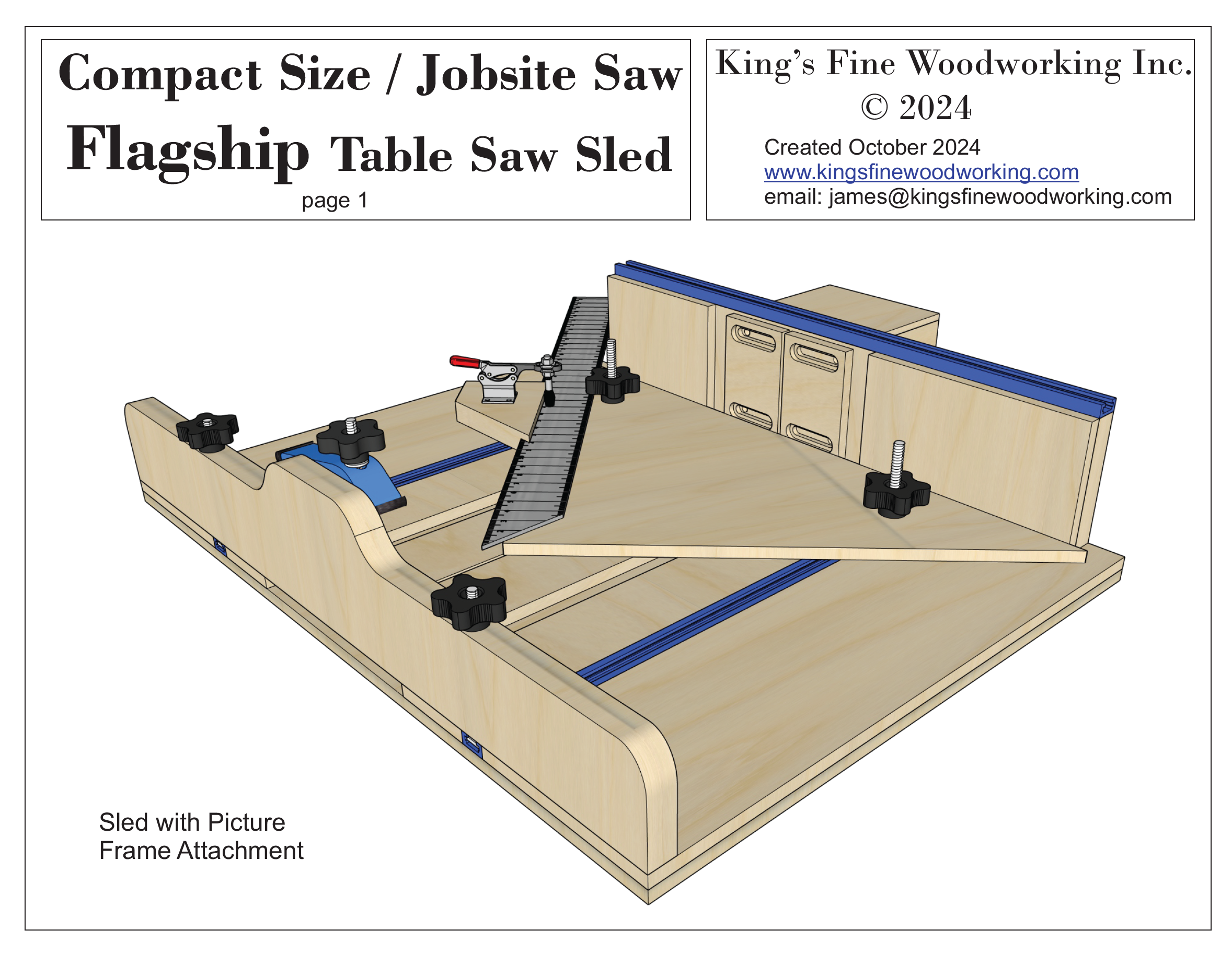 FLAGSHIP TABLE SAW SLED PLANS - Compact Size – King's Fine Woodworking Inc