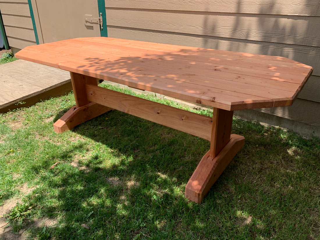 Outdoor Patio Table Trestle Style – King's Fine Woodworking Inc