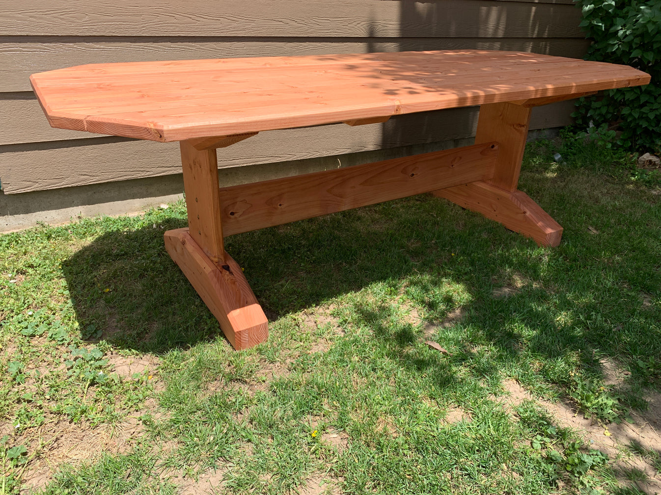 Outdoor Patio Table Trestle Style – King's Fine Woodworking Inc