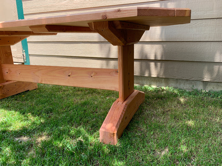 Outdoor Patio Table Trestle Style – King's Fine Woodworking Inc